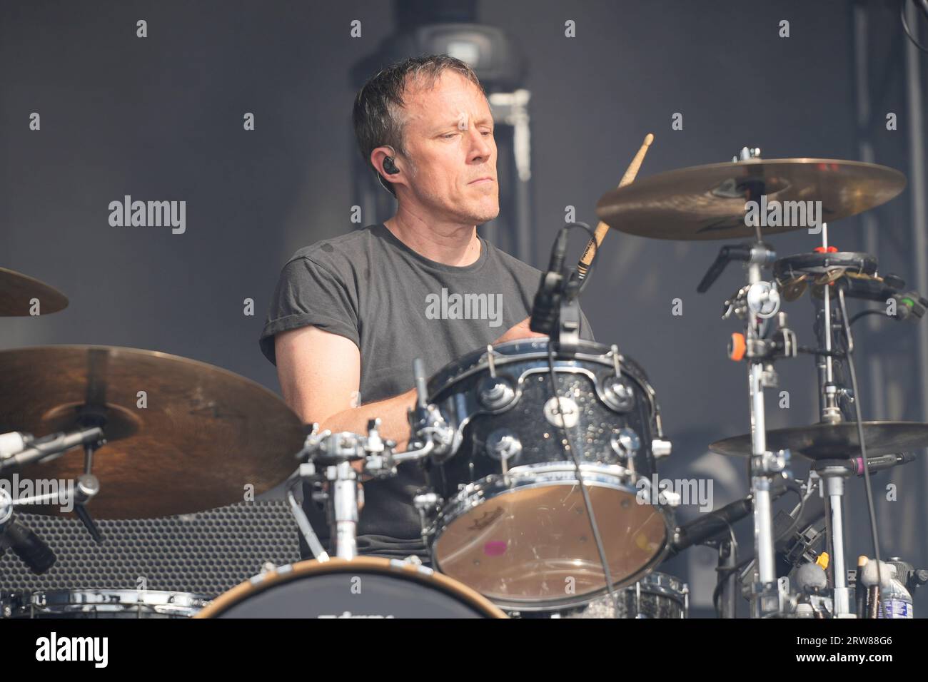 Laurence Colbert of the band The Ride performs on day three of Riot ...