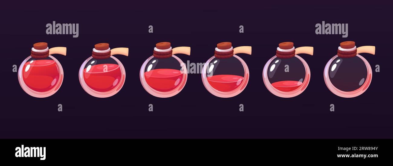 Game elixir bottle. Potion vial, antidote resource animation. Gaming ...