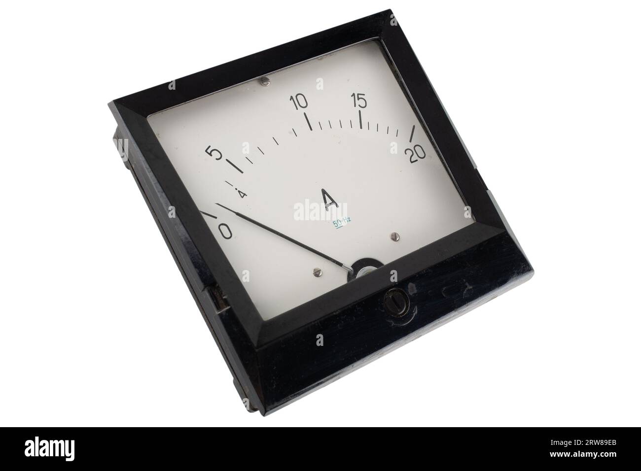 Close-up of an vintage ancient ammeter isolated on white background ...