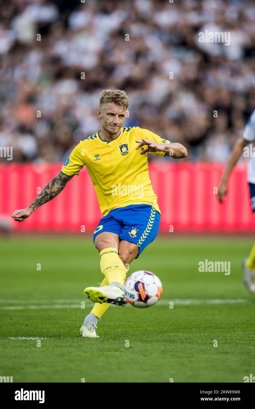 Aarhus, Denmark. 17th Sep, 2023. Daniel Wass (10) of Broendby IF scores for 0-1 on a penalty ...