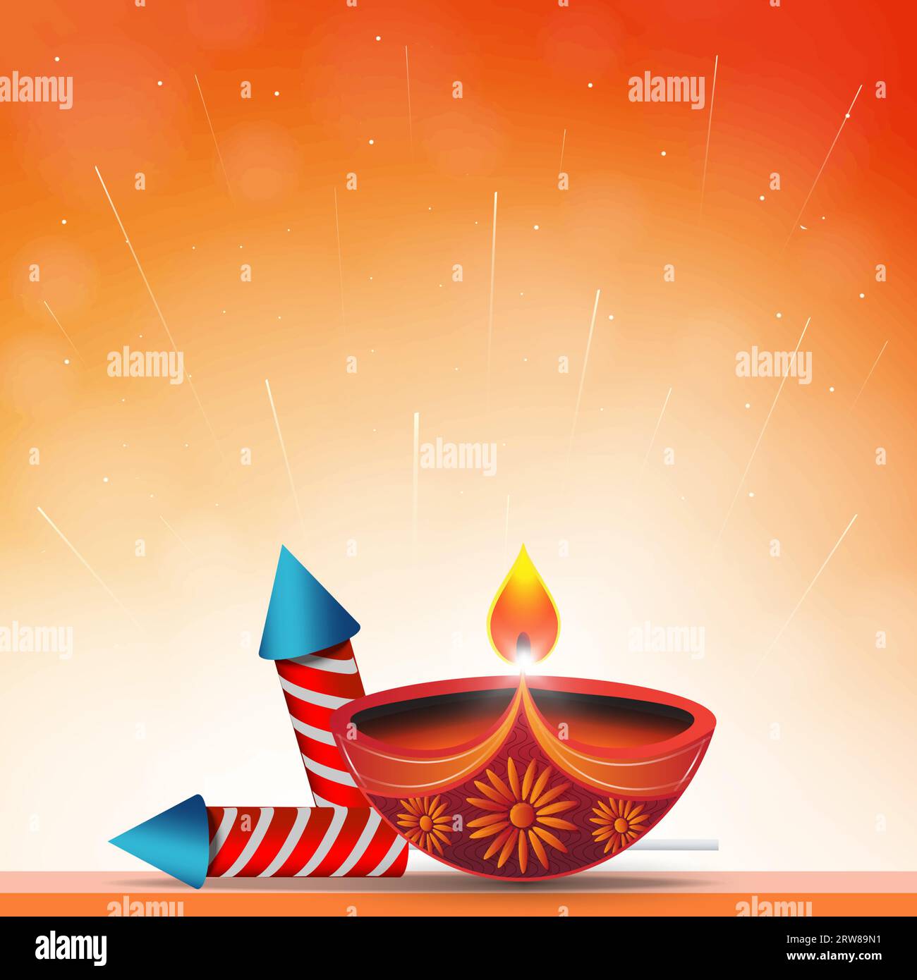 Vector illustration of Happy Diwali background with diya oil lamp and ...