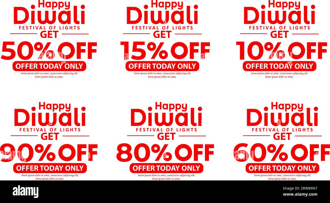 Discount offer. Collection of Happy Diwali Offer Discount Labels on ...
