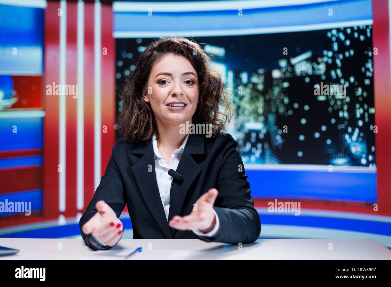 Journalist reporting from studio hi-res stock photography and images ...