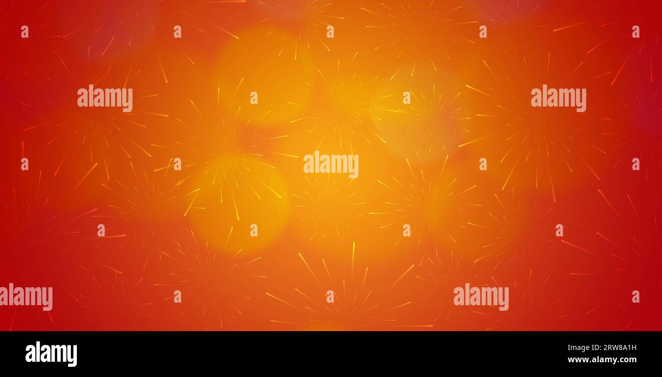 Vector illustration of fireworks on orange background. Fireworks ...