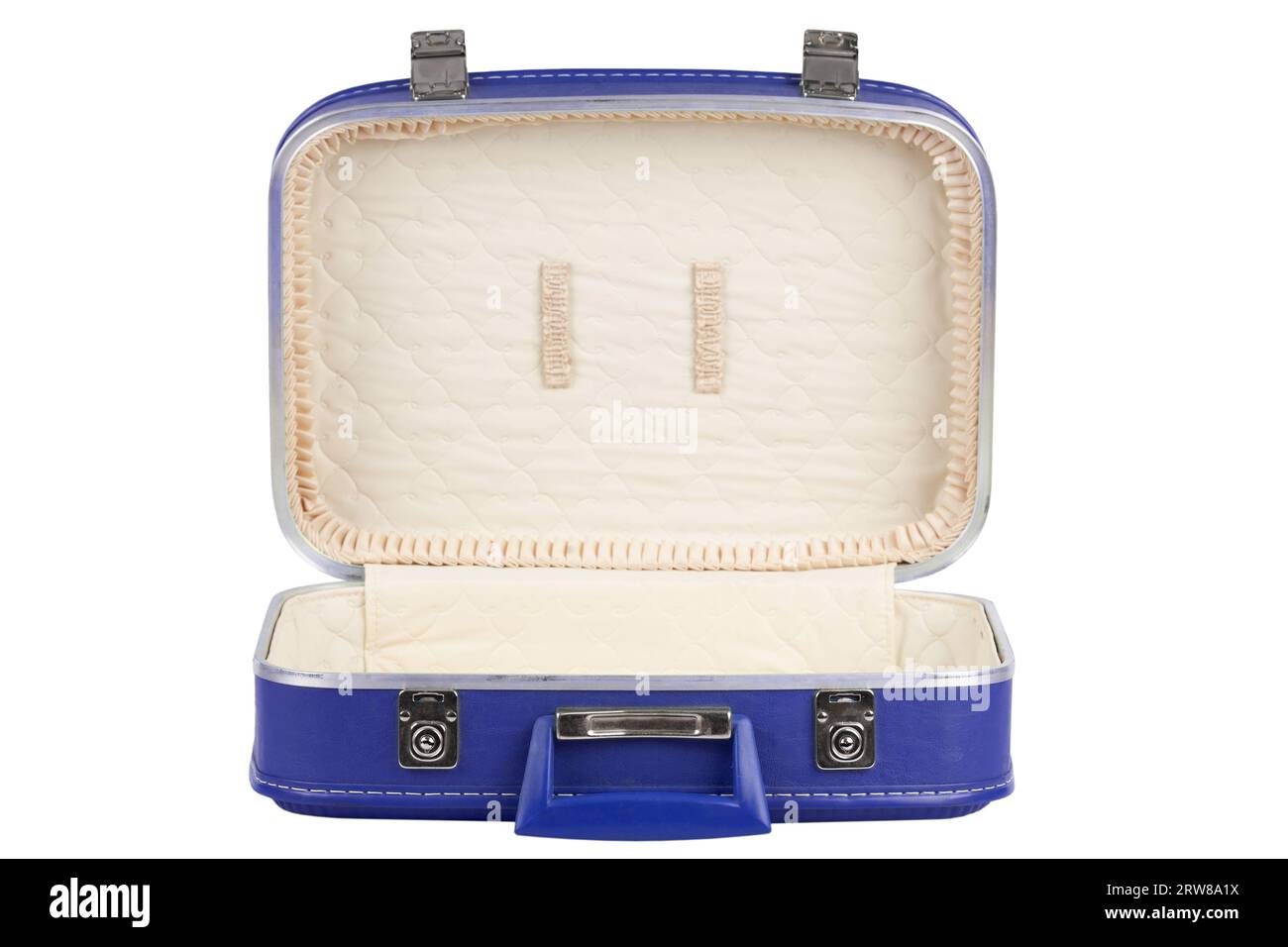 Open blue suitcase isolated on white background Stock Photo - Alamy