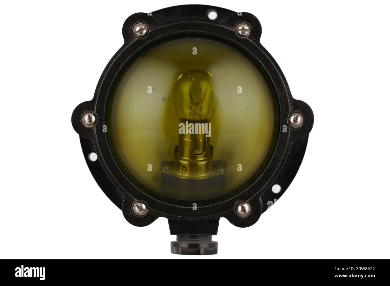 Emergency lighting in the factory. Warning yellow light. Isolated on ...