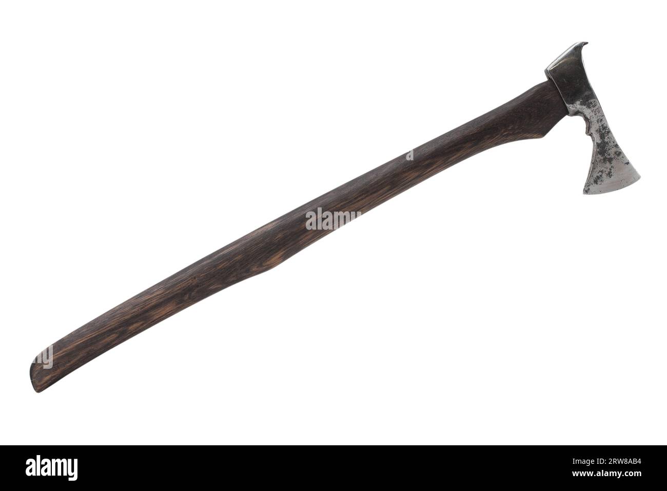 antique axe with wooden handle on white background Stock Photo - Alamy