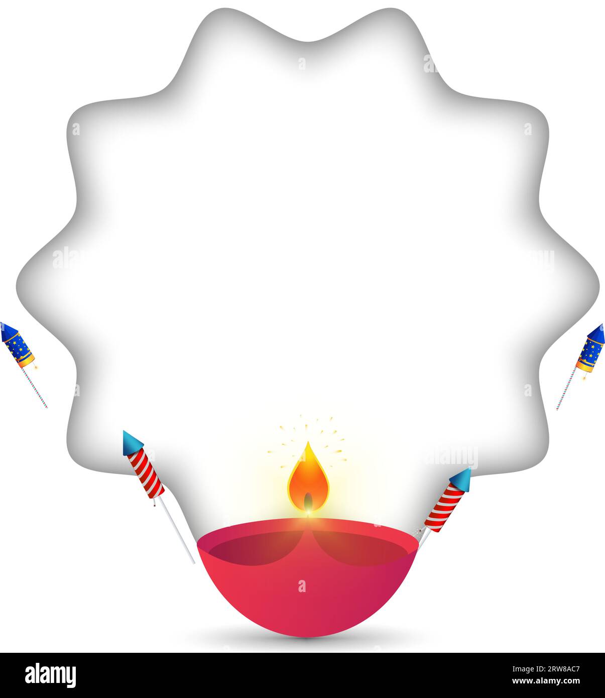 Diwali festival greeting card design with diya oil lamp with fireworks ...