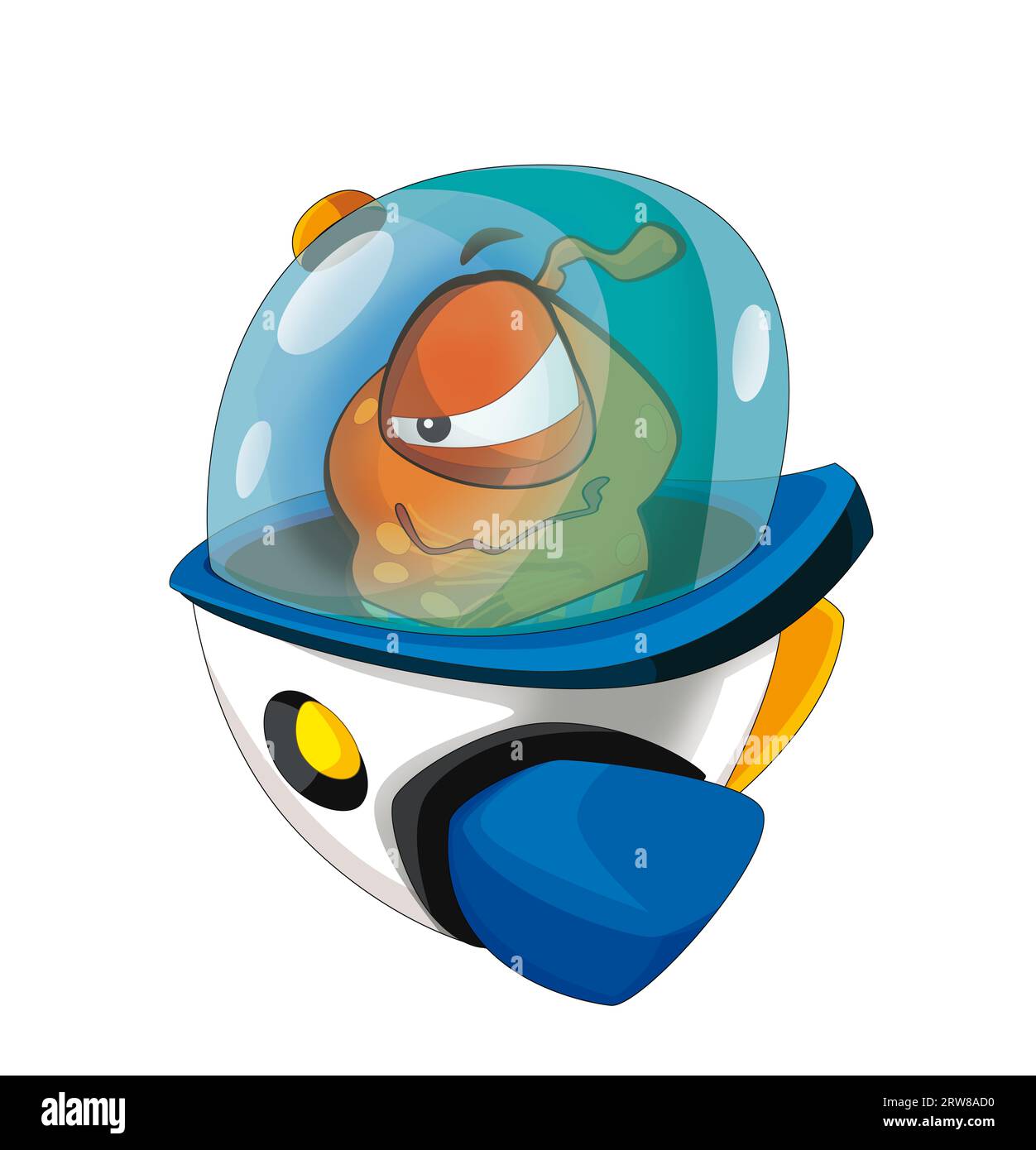 Cartoon alien on a ufo space ship or star ship amusement park or ...