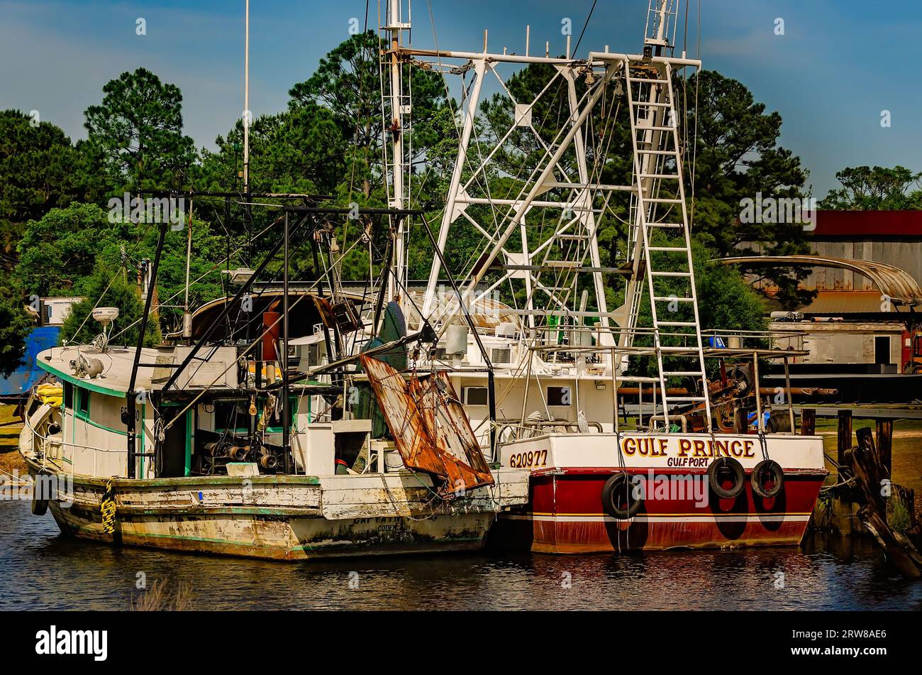 Shrimp boats are pictured, May 2, 2023, in Bayou La Batre, Alabama. The ...