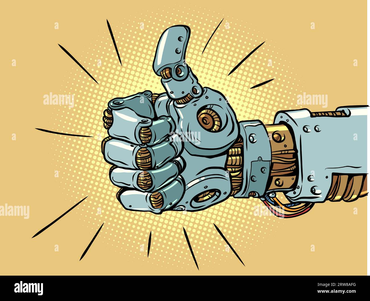 Artificial intelligence is ready to help and do cool. Symbol, thumbs up ...