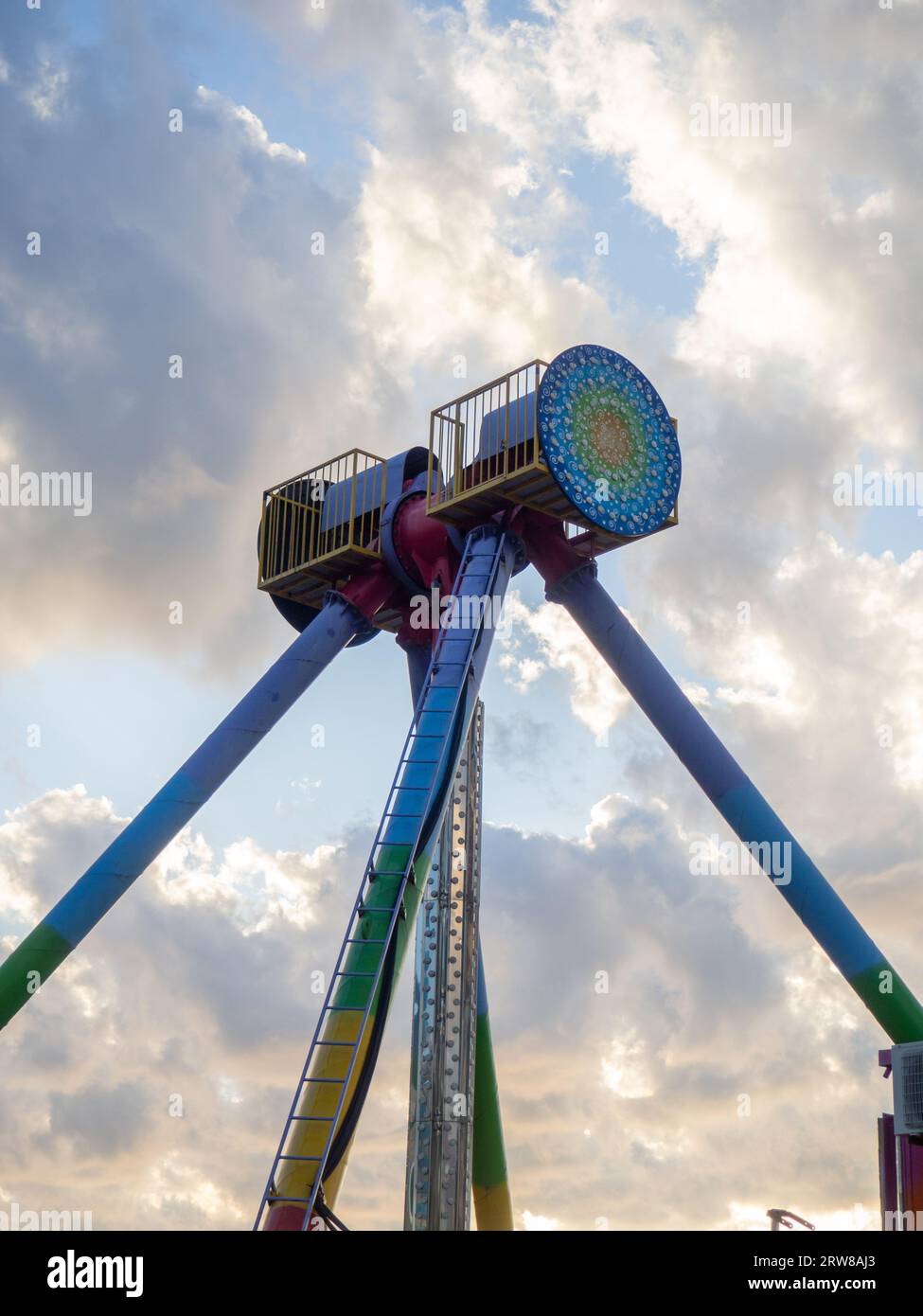 Amusement park. Entertainment concept. Carousel for children and adults ...