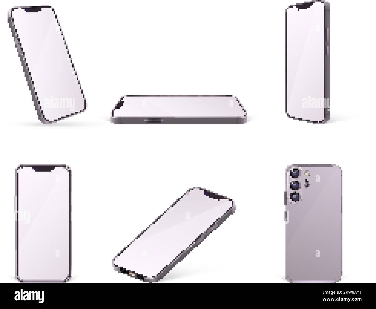 Realistic new phone mockup. Cellphone different displays perspective ...