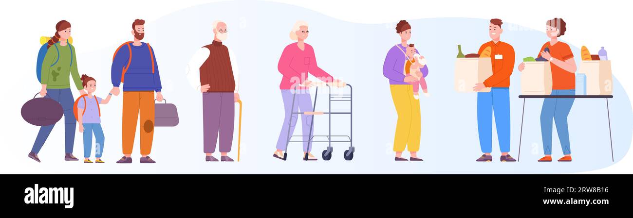 Homeless food line cartoon hi-res stock photography and images - Alamy