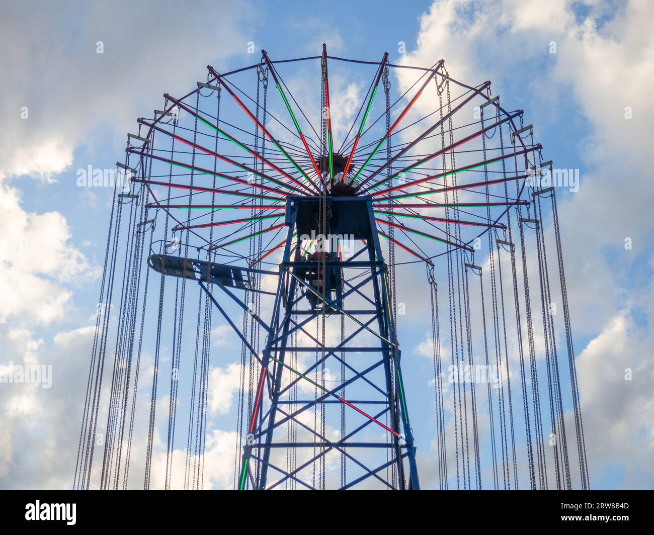 Amusement park. Entertainment concept. Carousel for children and adults ...