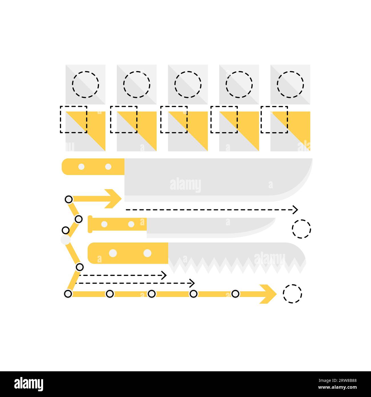 Food kitchen knives. Chef knife, cutting products, kitchen cutlery ...