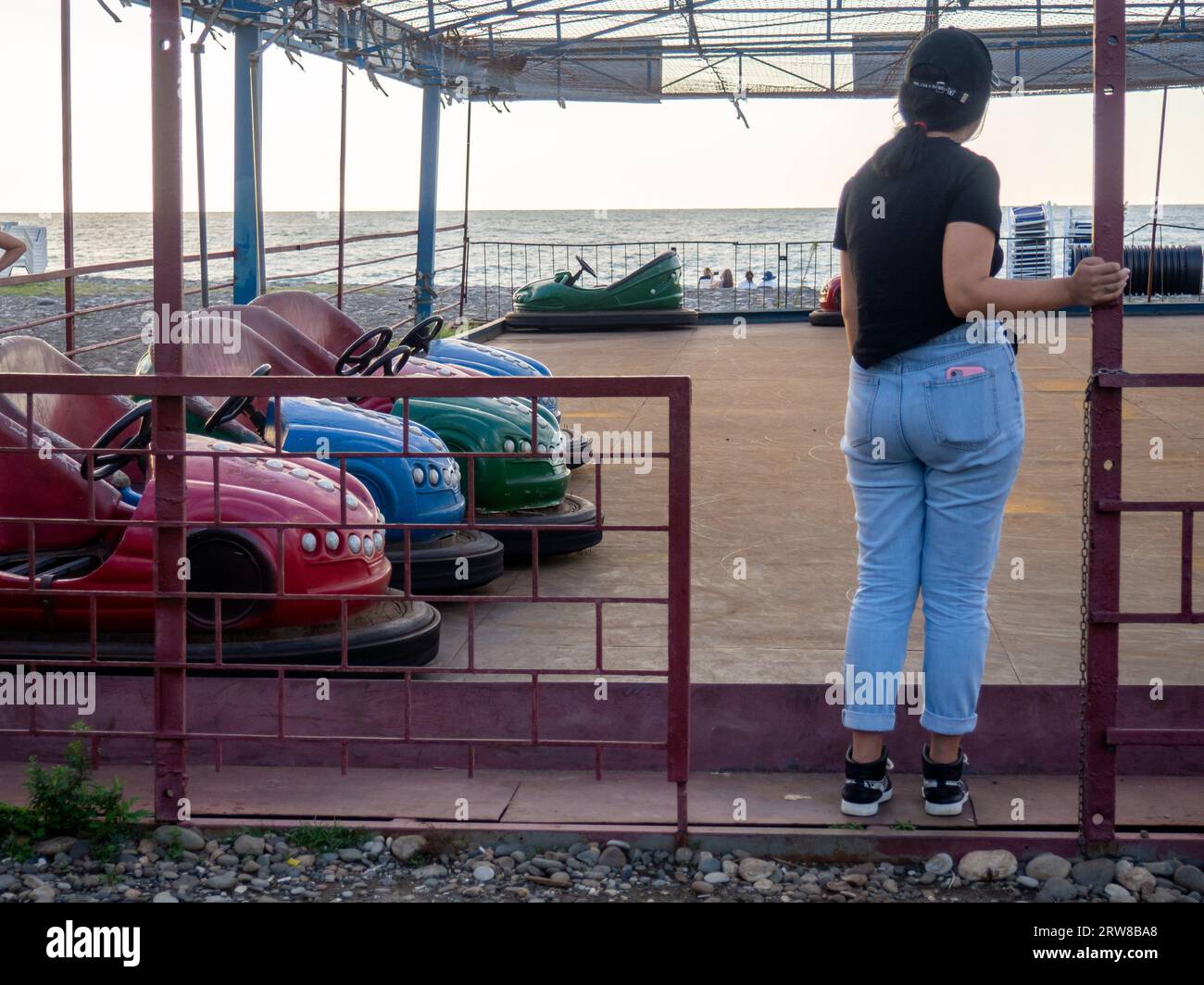 Amusement park. Autodrome. Entertainment concept. Carousel for children ...