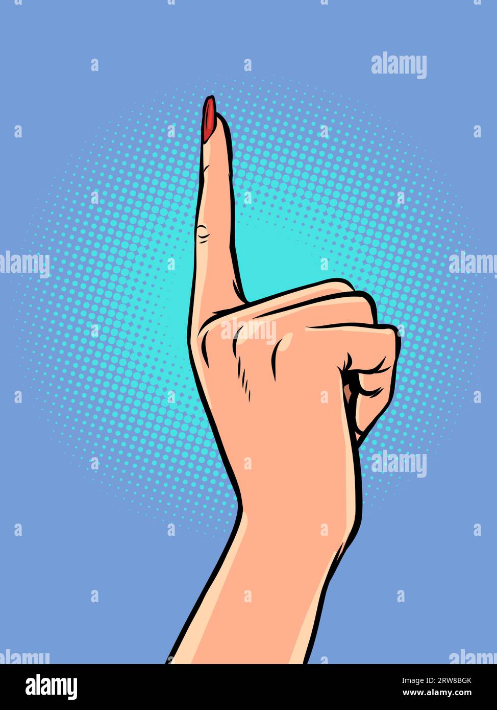 Index finger of a girl with a manicure. Womans finger pointing up Stock ...