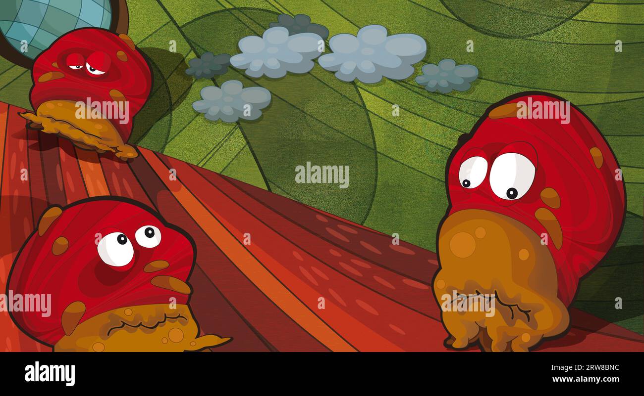 Cartoon funny colorful scene of cosmos galactic alien ufo isolated ...