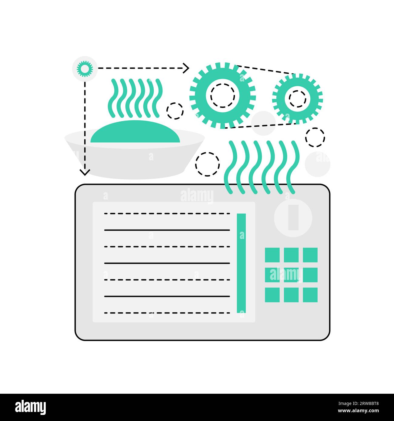 Kitchen microwave oven. Home kitchen appliance, heating food vector ...