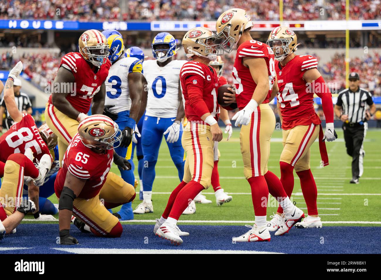 San Francisco 49ers quarterback Brock Purdy (13) celebrates his ...