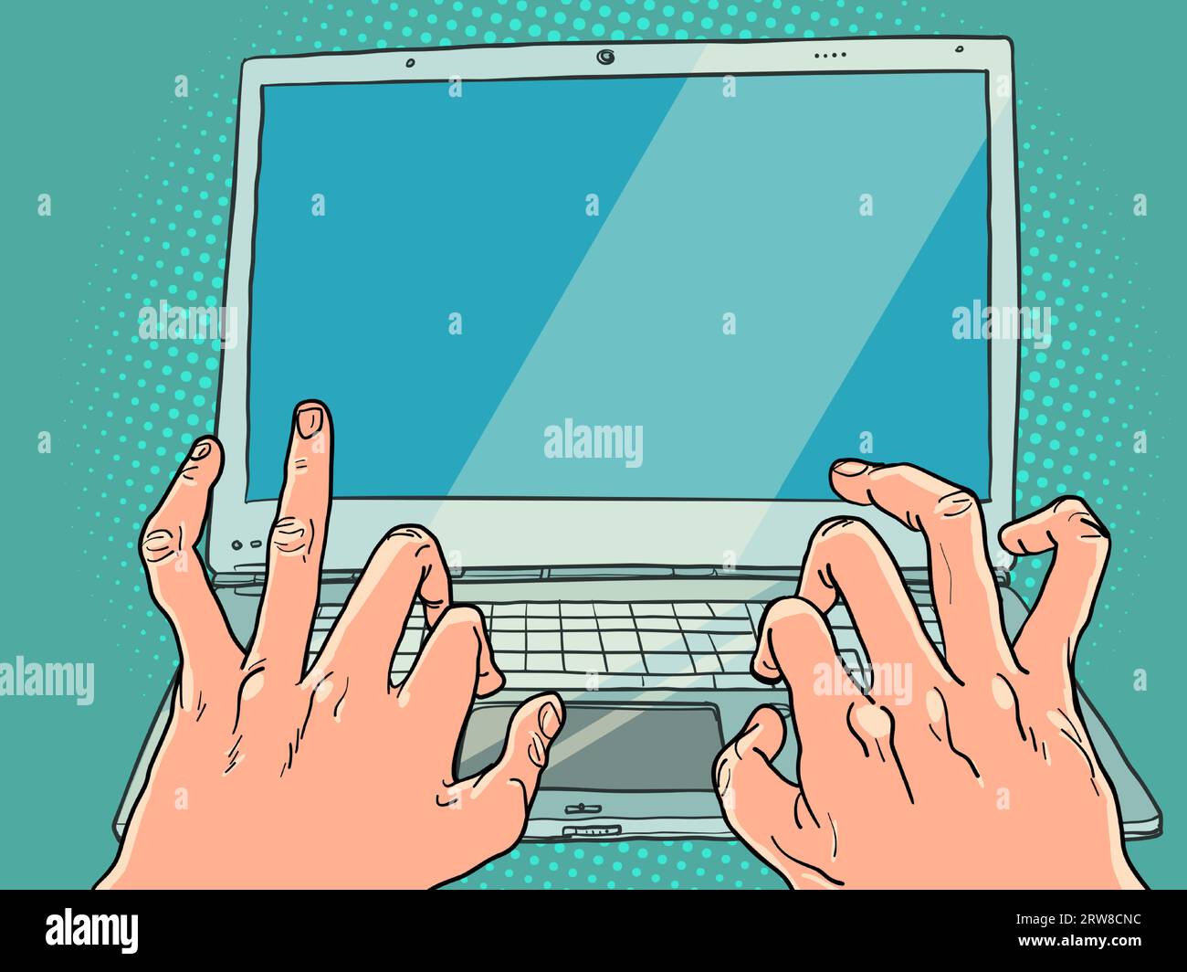 Remote work, communication with colleagues and superiors. Human fingers ...