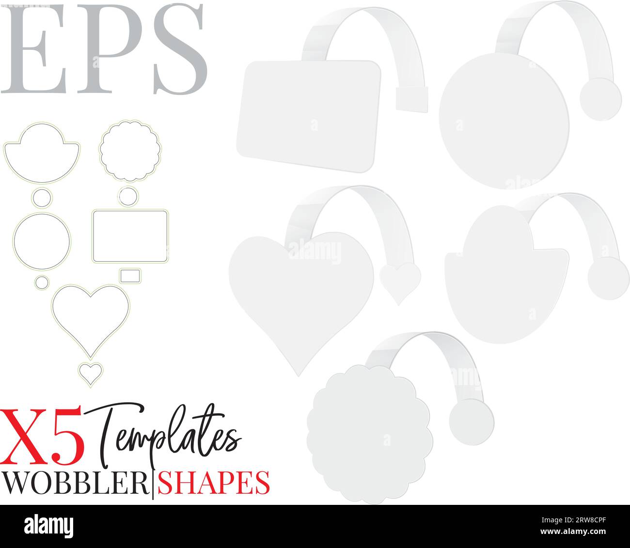 Wobbler template, vector with overprinted die cut, laser cut lines ...