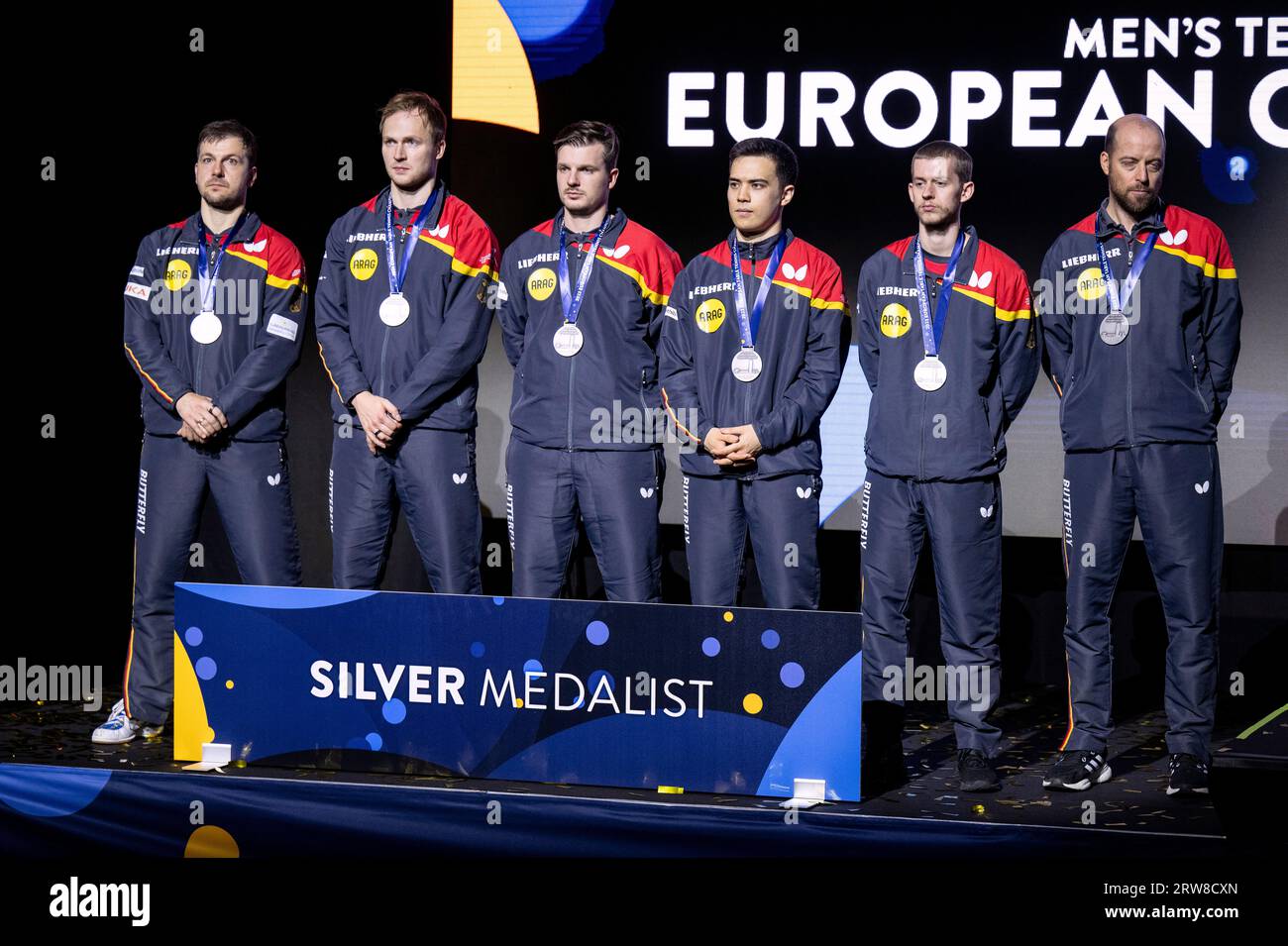 MALMÖ, SWEDEN 20230917The German mens team with the silver medals after ...