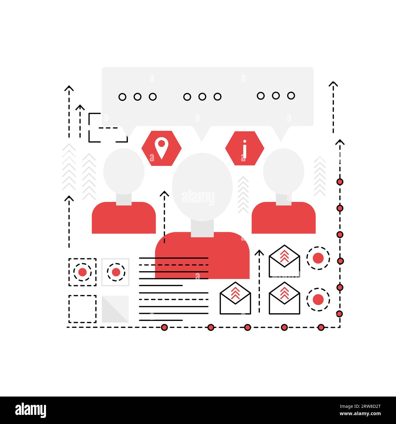 Digital communication network. Online messaging, chatting platform ...