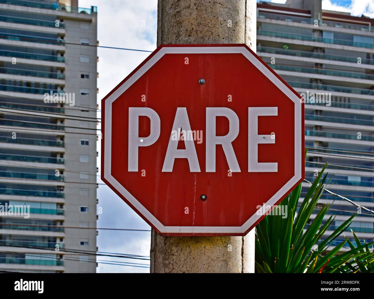 Street sign indicating STOP, Ribeirao Preto. Sao Paulo, Brazil Stock ...
