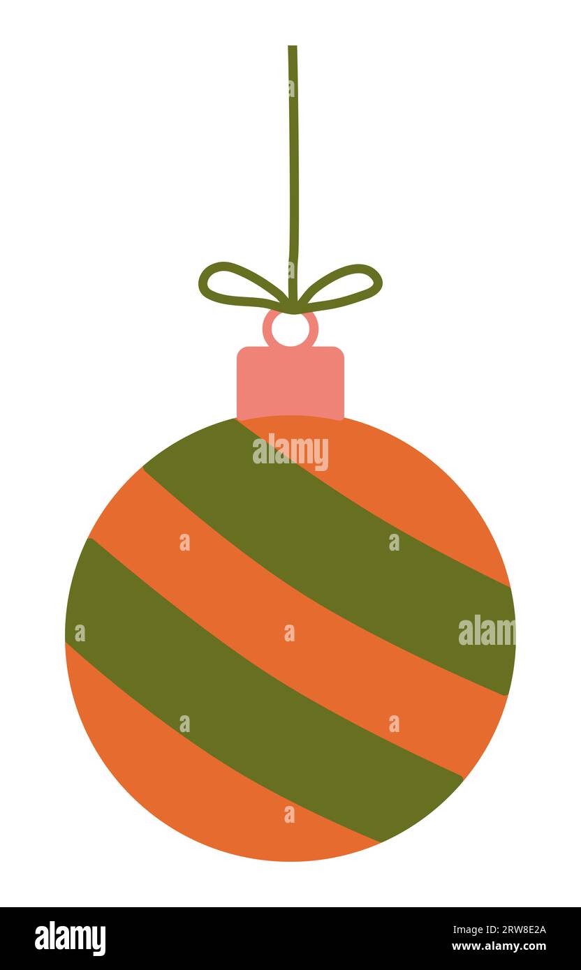 Striped festive ball, Christmas tree decoration toy, hanging on rope ...
