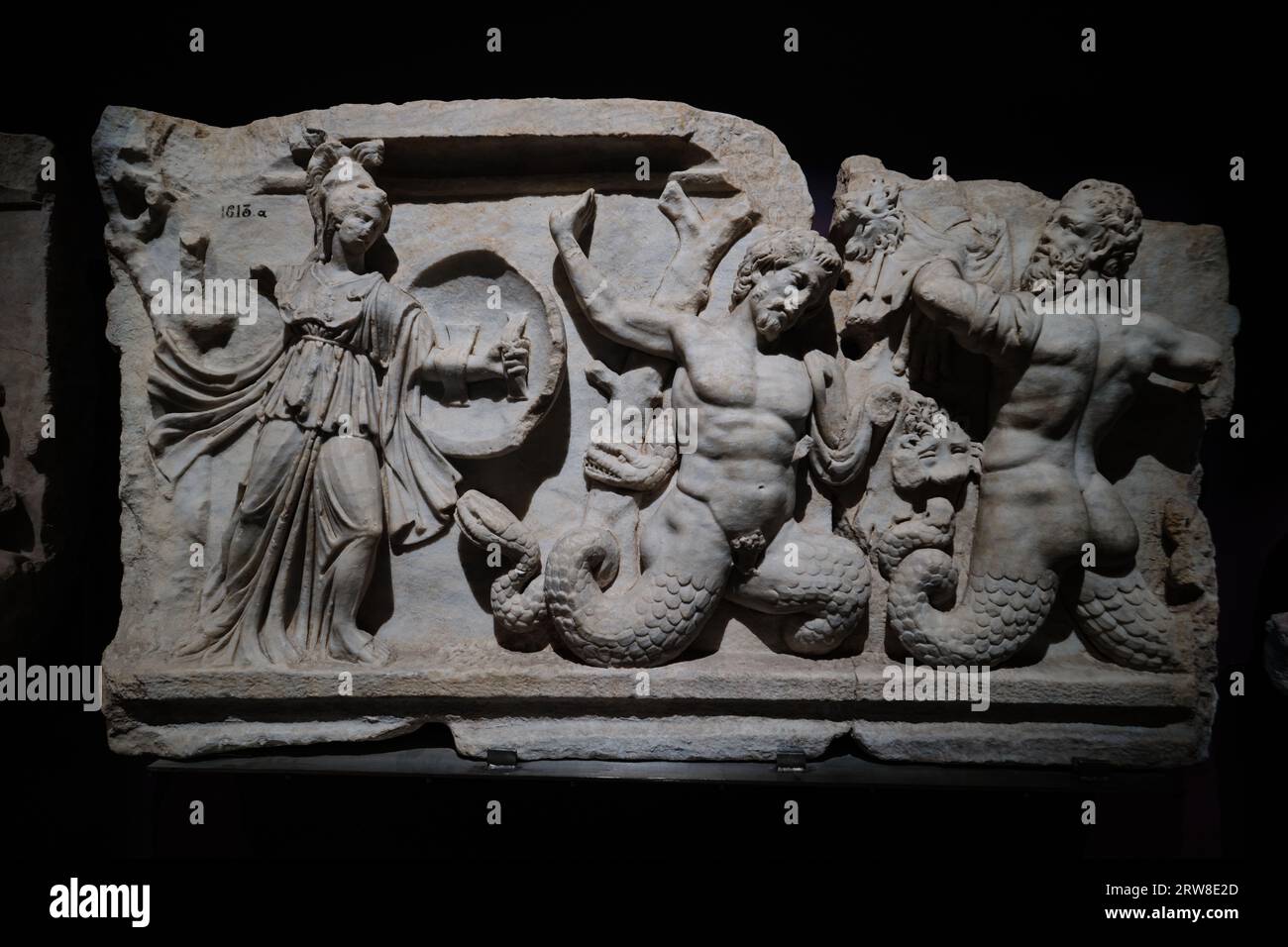 Istanbul, Turkey - September 16 2023: Marble relief depicting battle ...