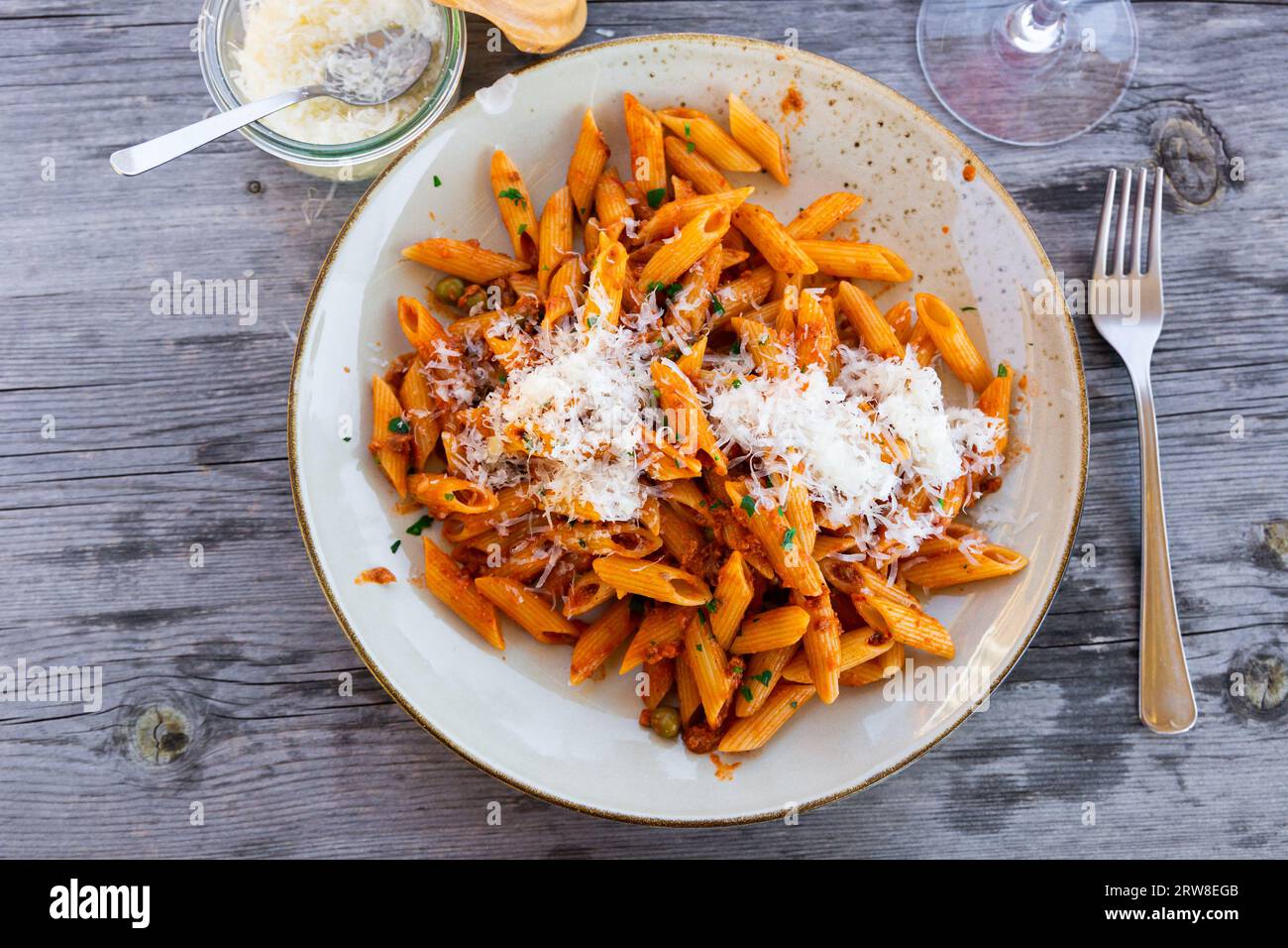 Large plate of hirten makkaroni Stock Photo - Alamy