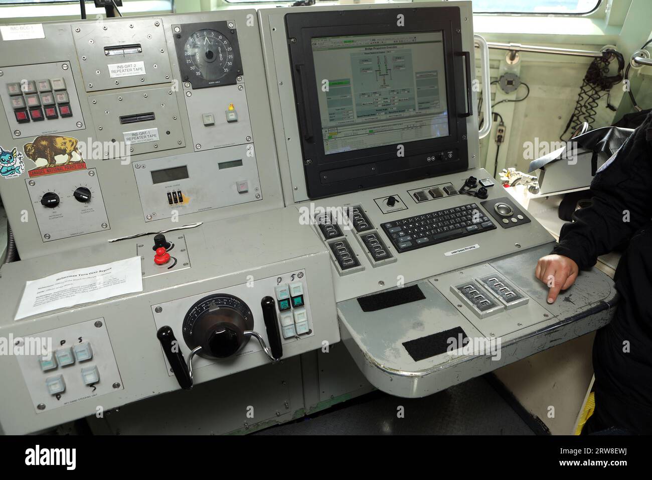 Victoria, Can. 17th Sep, 2023. The helm and throttle console aboard the ...