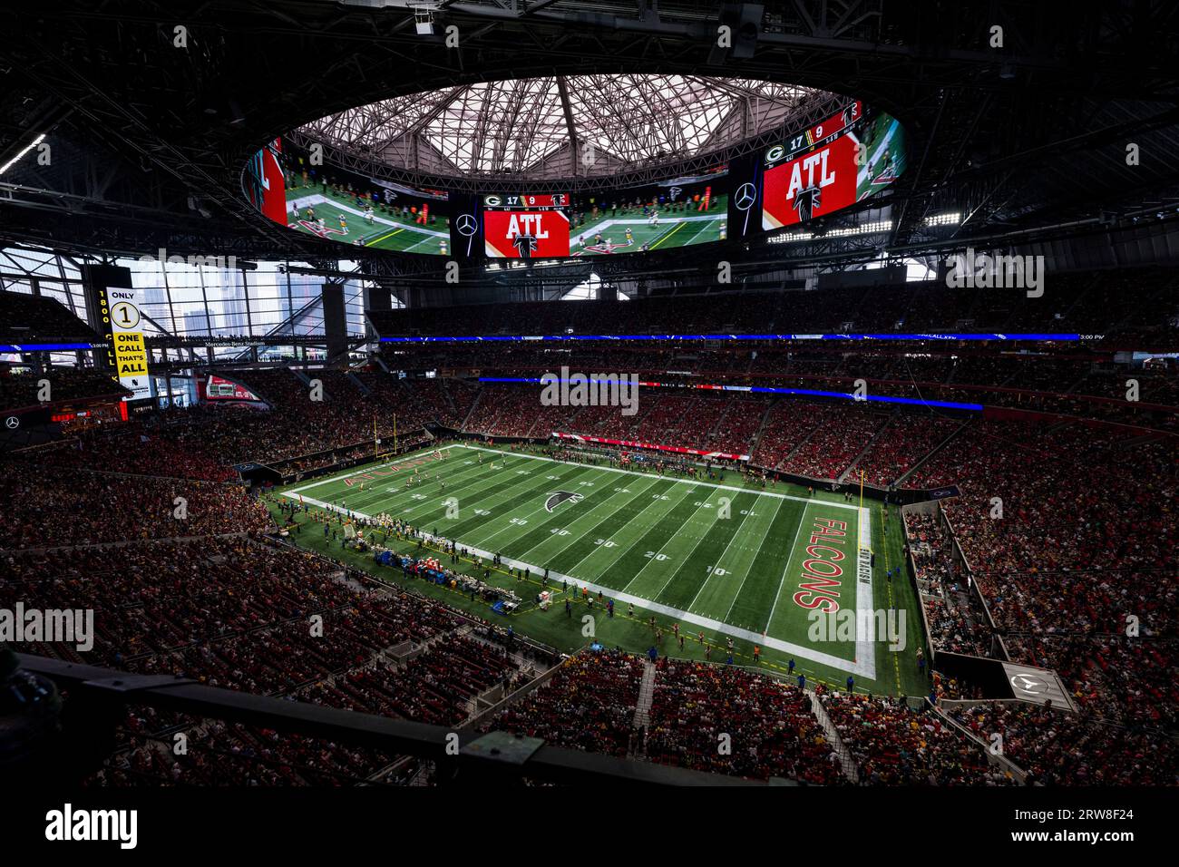 A general overall interior view of Mercedes-Benz Stadium as the Atlanta ...