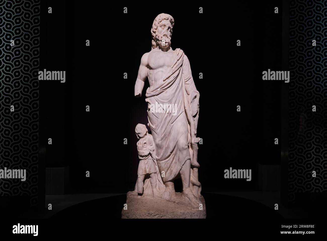 Istanbul, Turkey - September 16 2023:Marble statue of the Greek God of ...