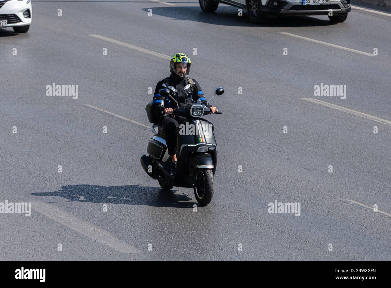 Biker on a motorcycle riding fast silhouette hi-res stock photography ...