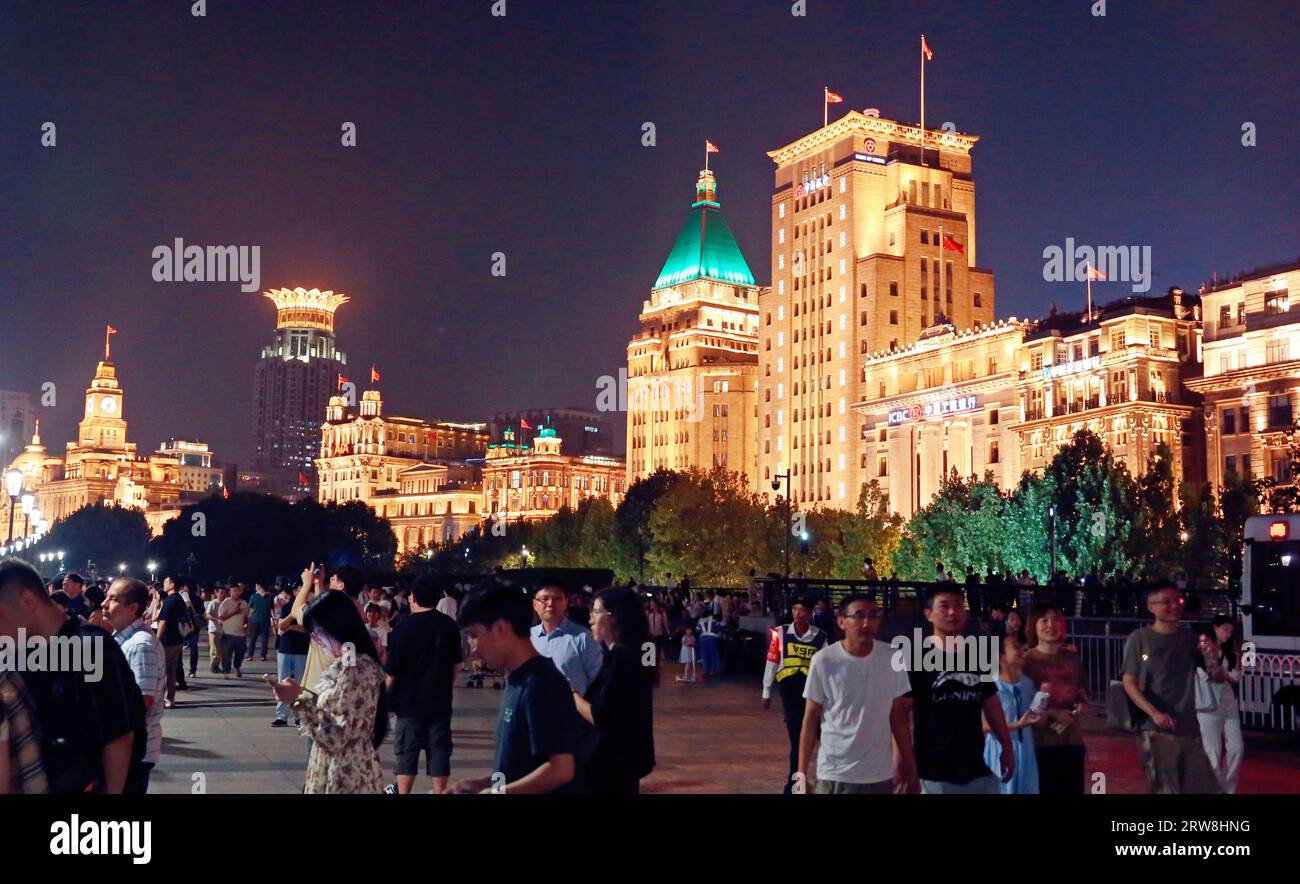 SHANGHAI, CHINA - SEPTEMBER 16, 2023 - Tourists walk into the Bund ...