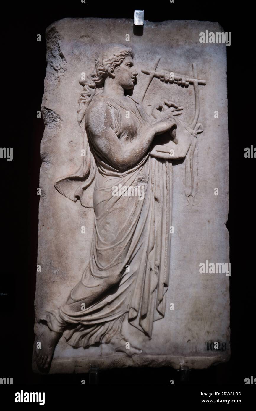 Istanbul, Turkey - September 16 2023: Marble statue of relief with a ...