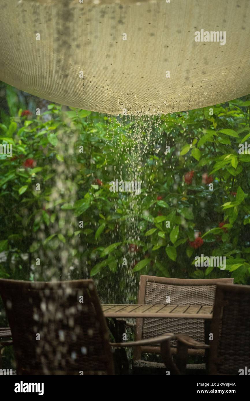 Impressive view of the rainy season in Costa Rica, with rain poring ...