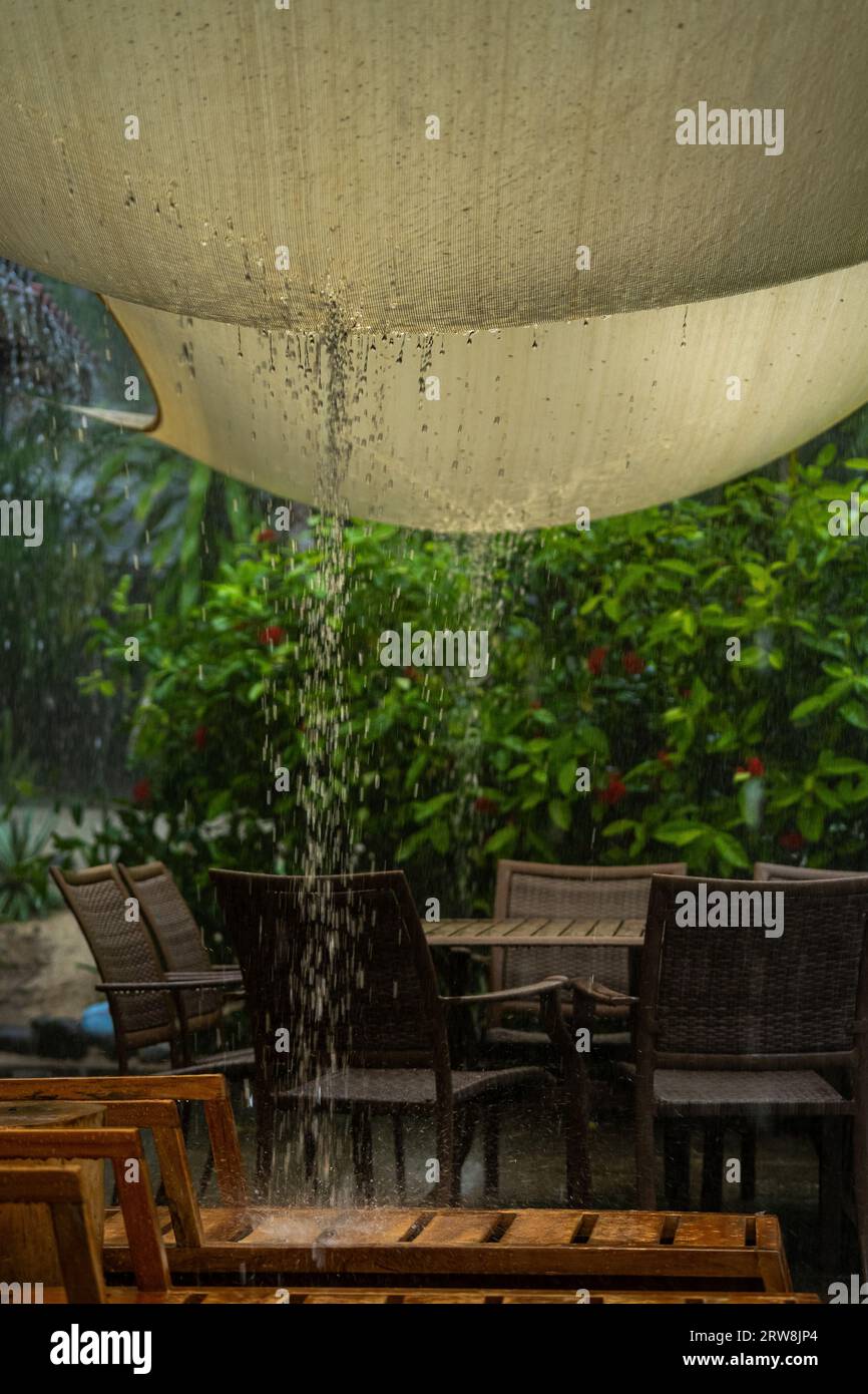 Impressive view of the rainy season in Costa Rica, with rain poring ...