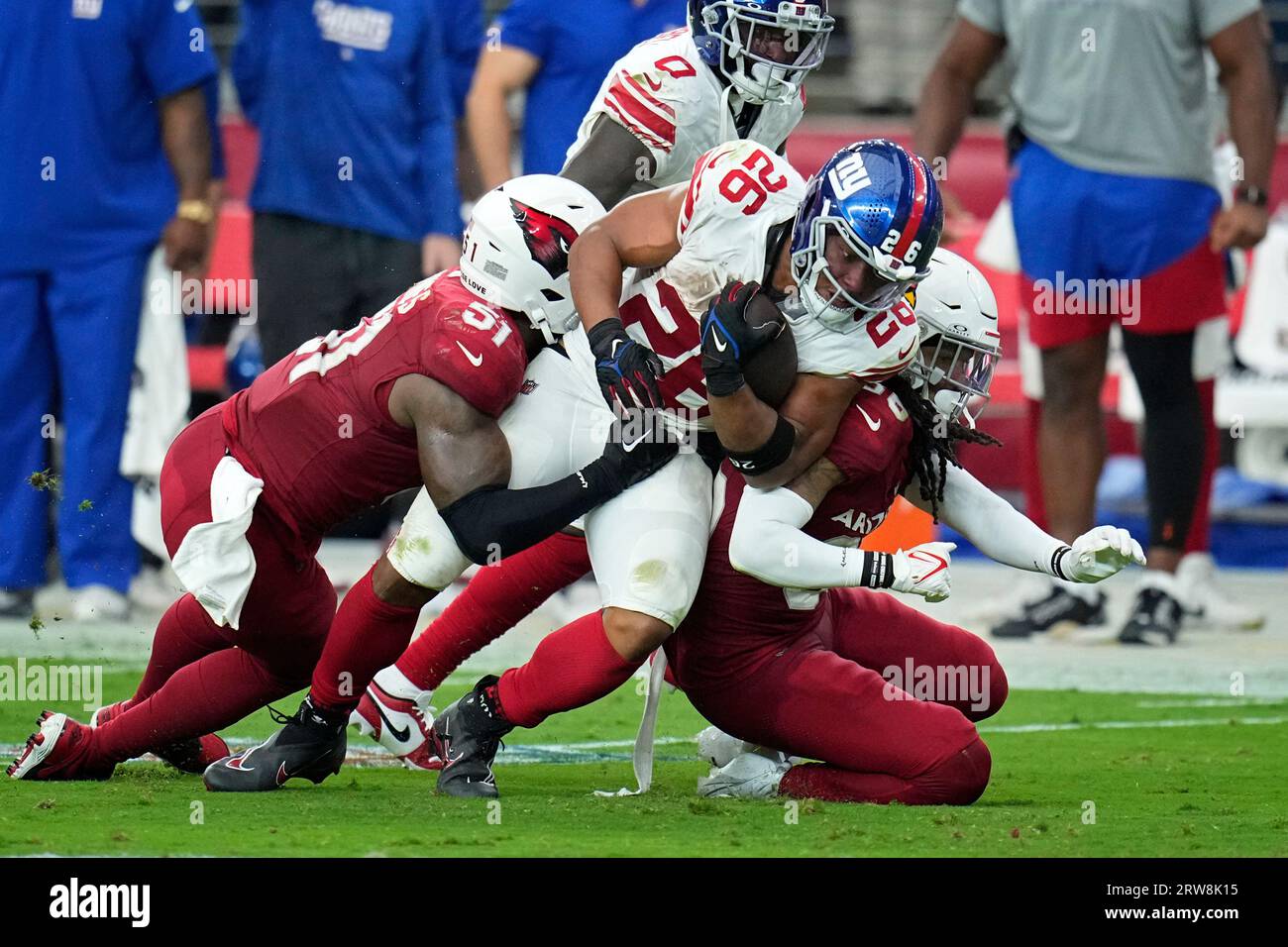 New York Giants running back Saquon Barkley (26) makes a first down run ...