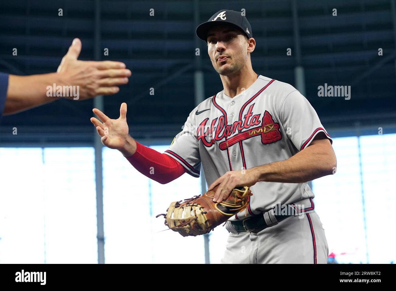 Atlanta Braves first baseman Matt Olson goes to the dugout before a ...