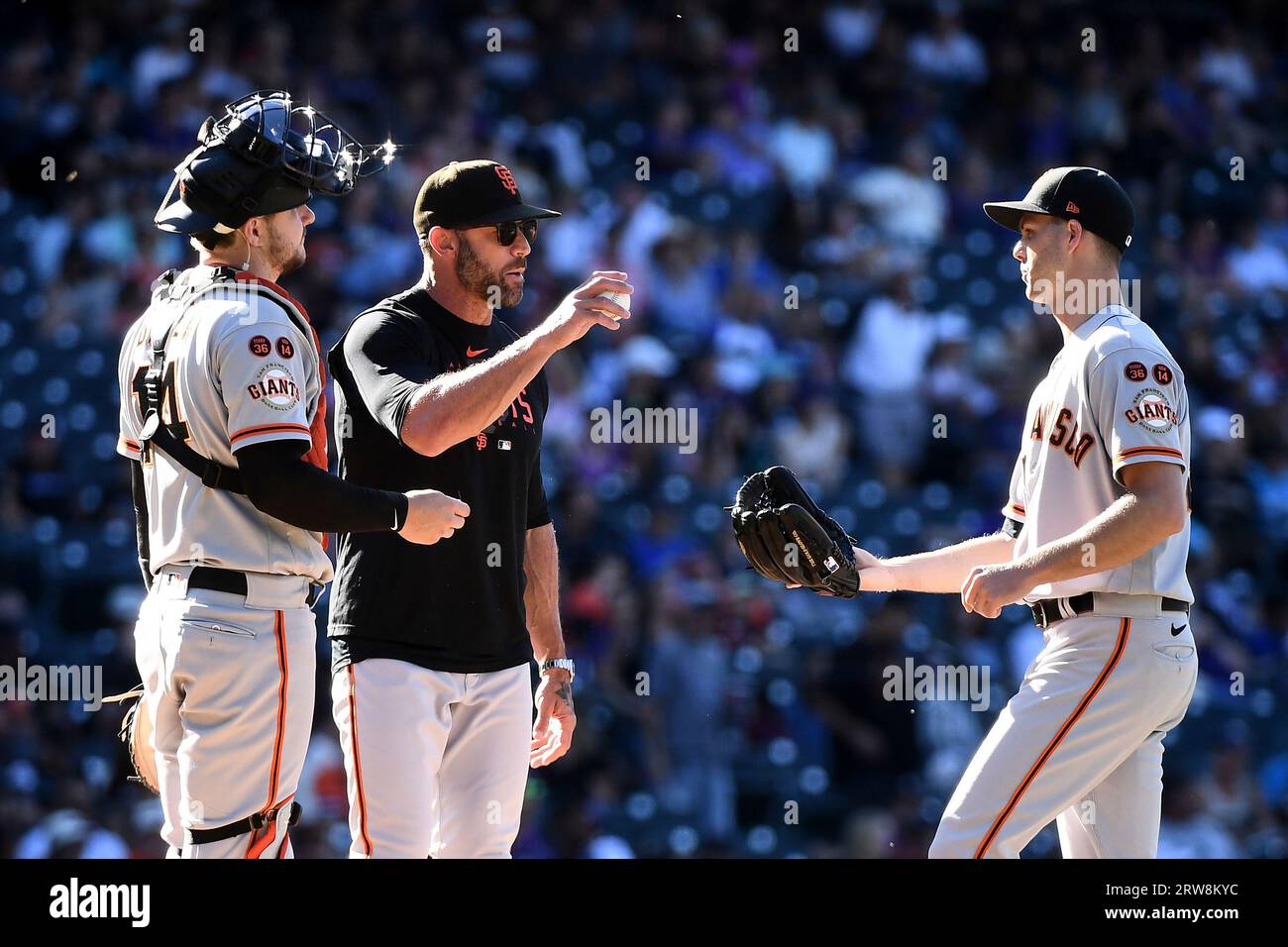 From left to right, San Francisco Giants catcher Patrick Bailey ...