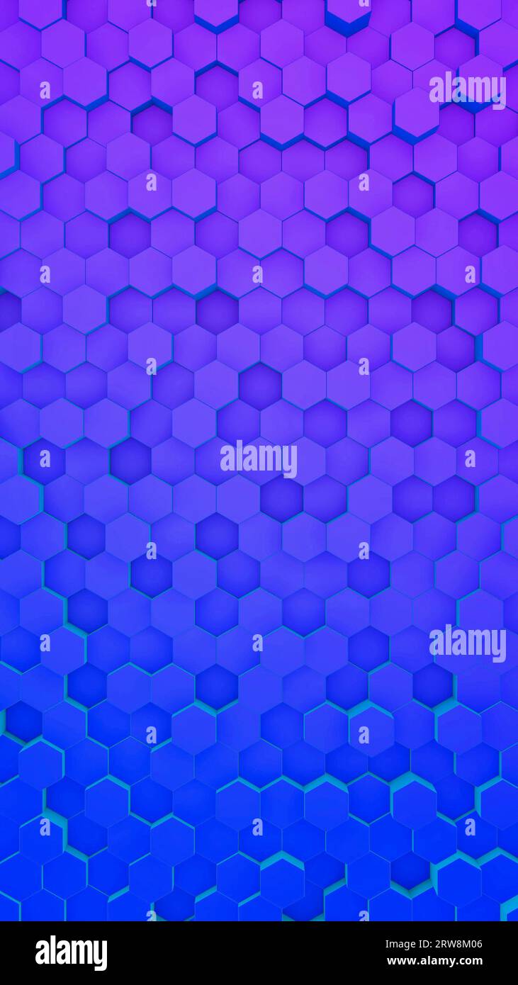 Abstract gradient blue violet neon of hexagon pattern background. tech ...