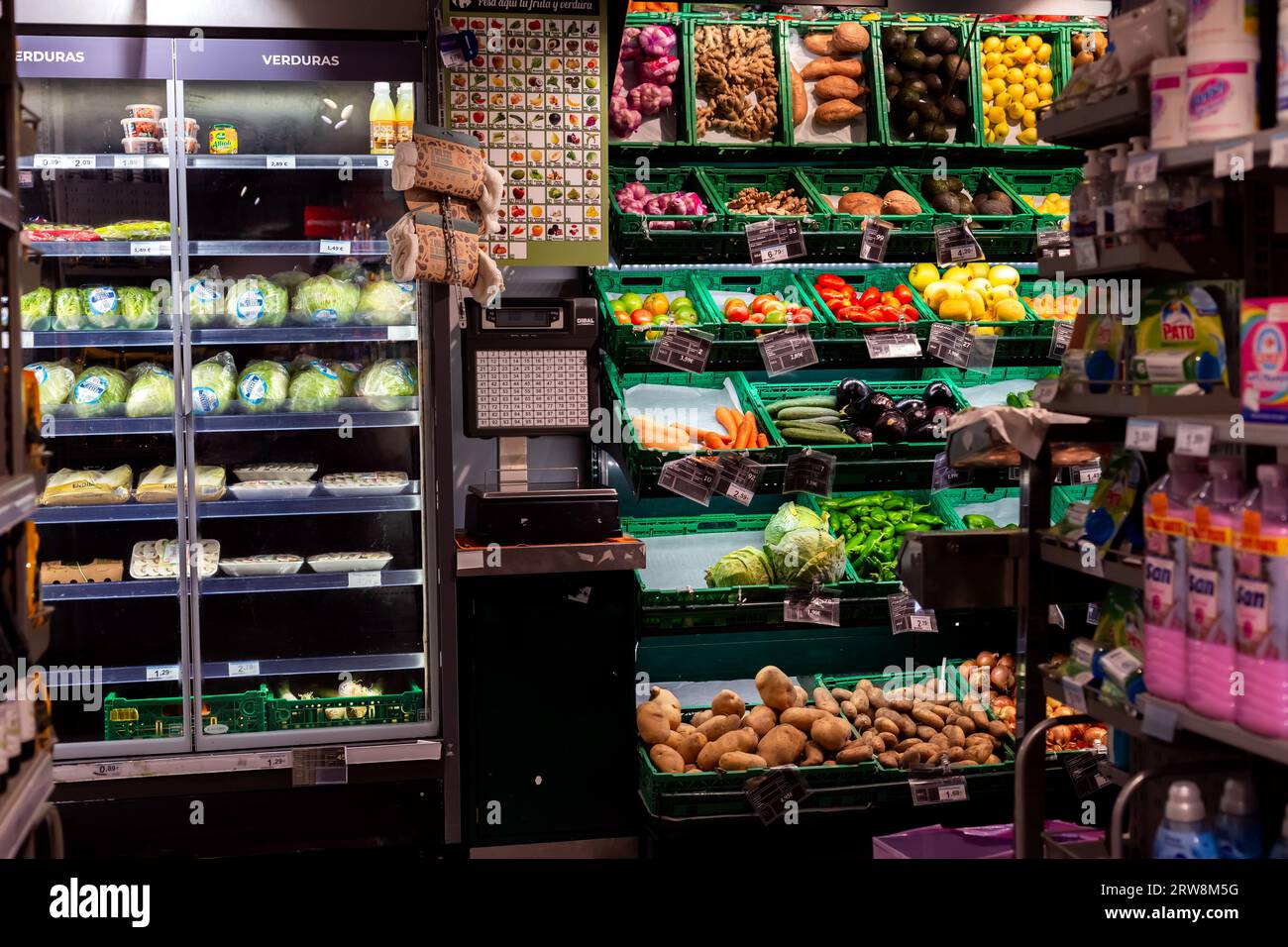 A supermarket express store in Spain selling beautiful fresh vegetables ...