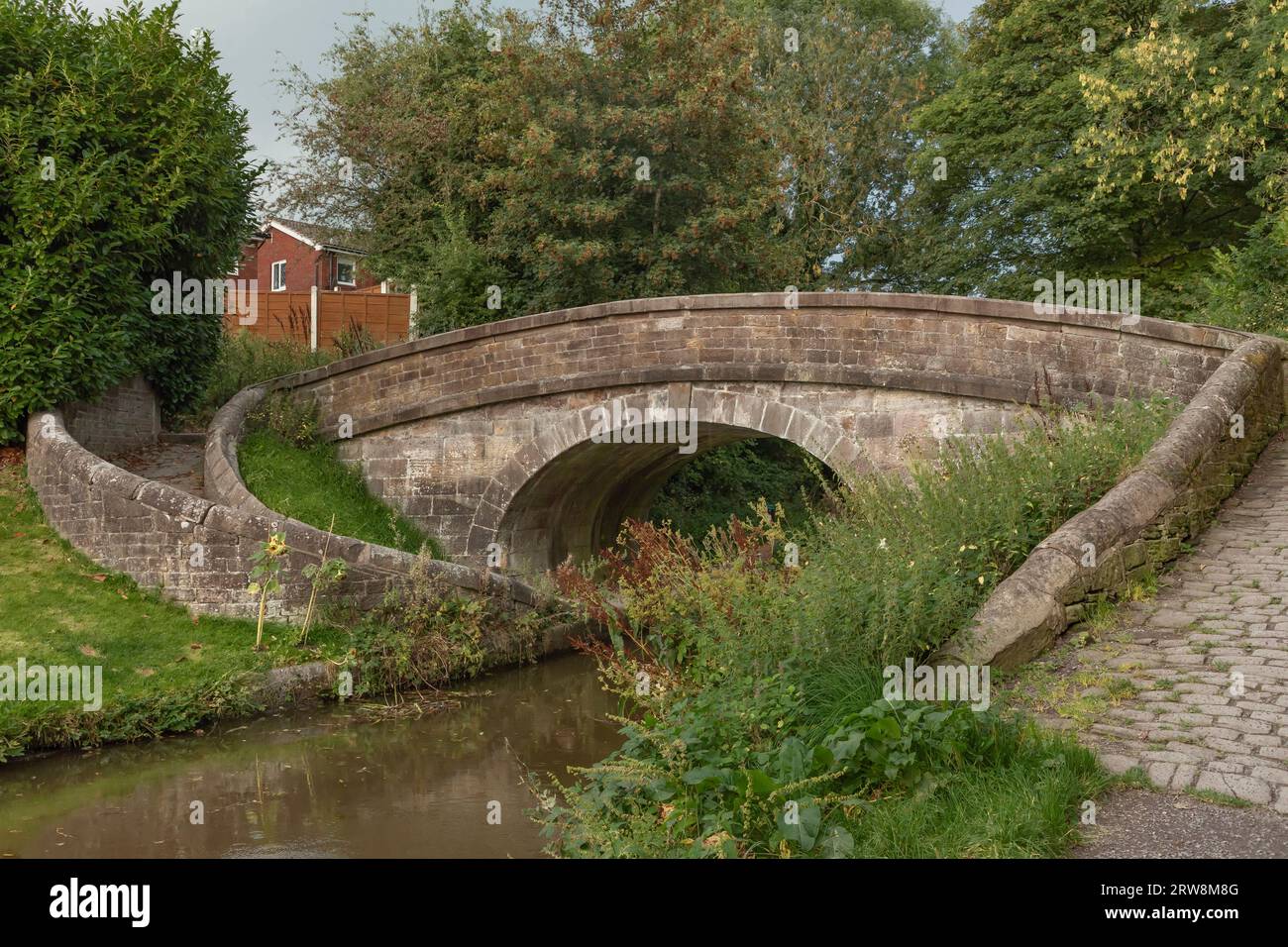 Front view of an ancient canal tow path bridge where the horses that ...
