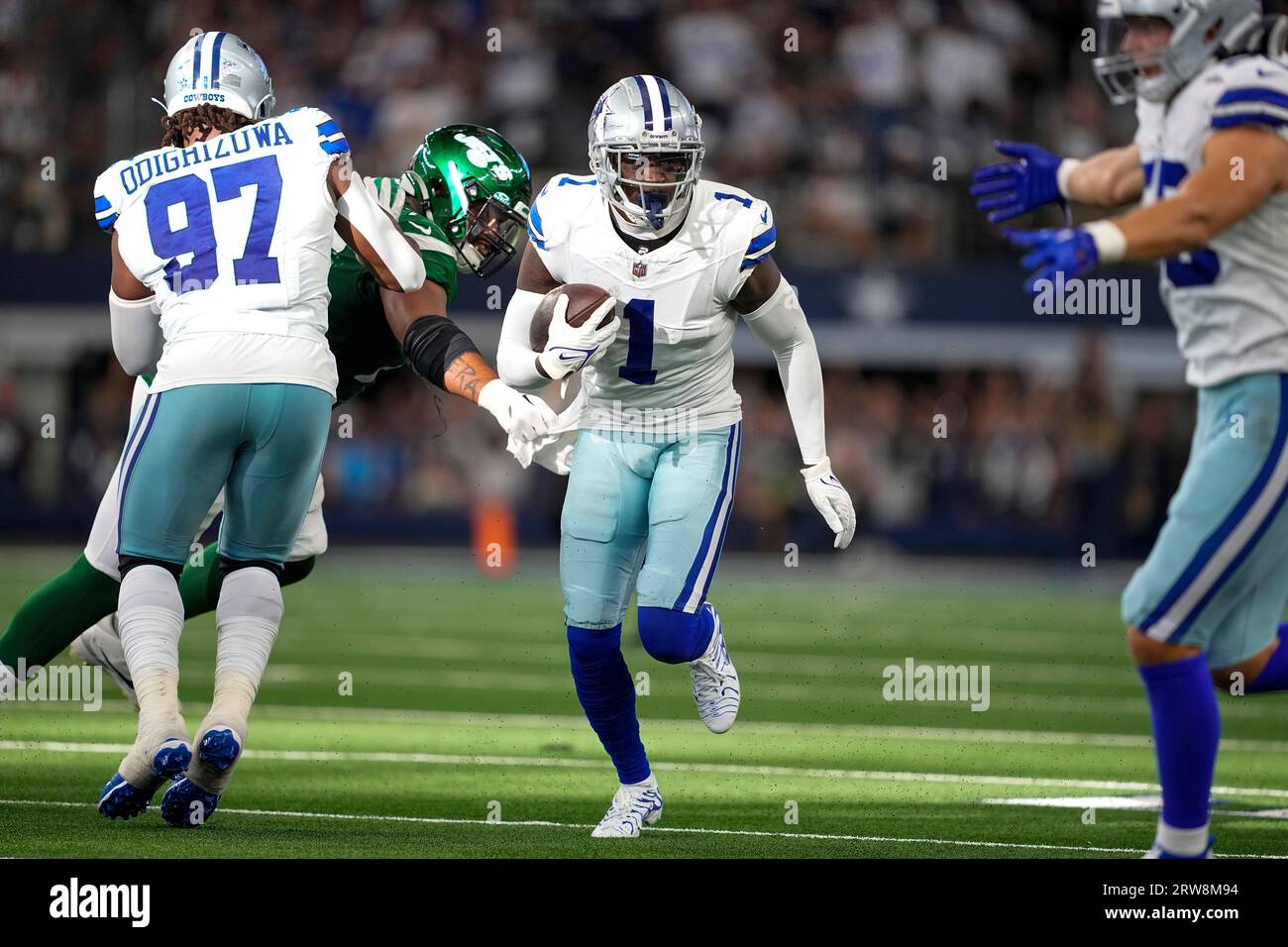 Dallas Cowboys safety Jayron Kearse runs after an interception against ...