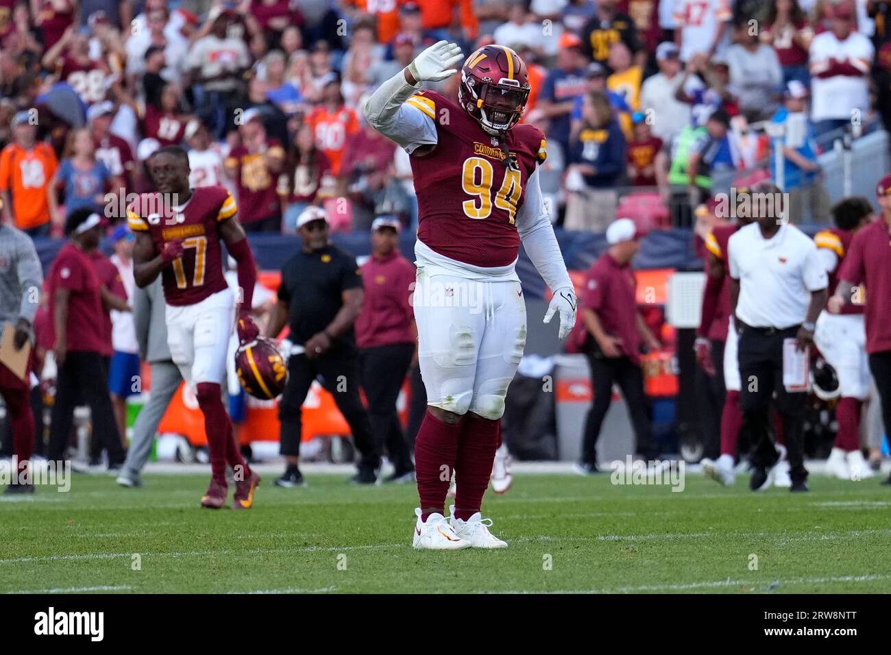 Washington Commanders defensive tackle Daron Payne (94) celebrates ...