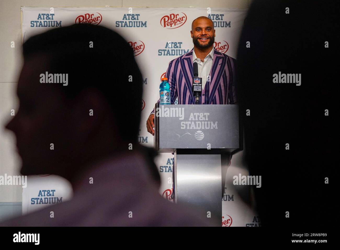 Dallas Cowboys quarterback Dak Prescott speaks during a news conference ...